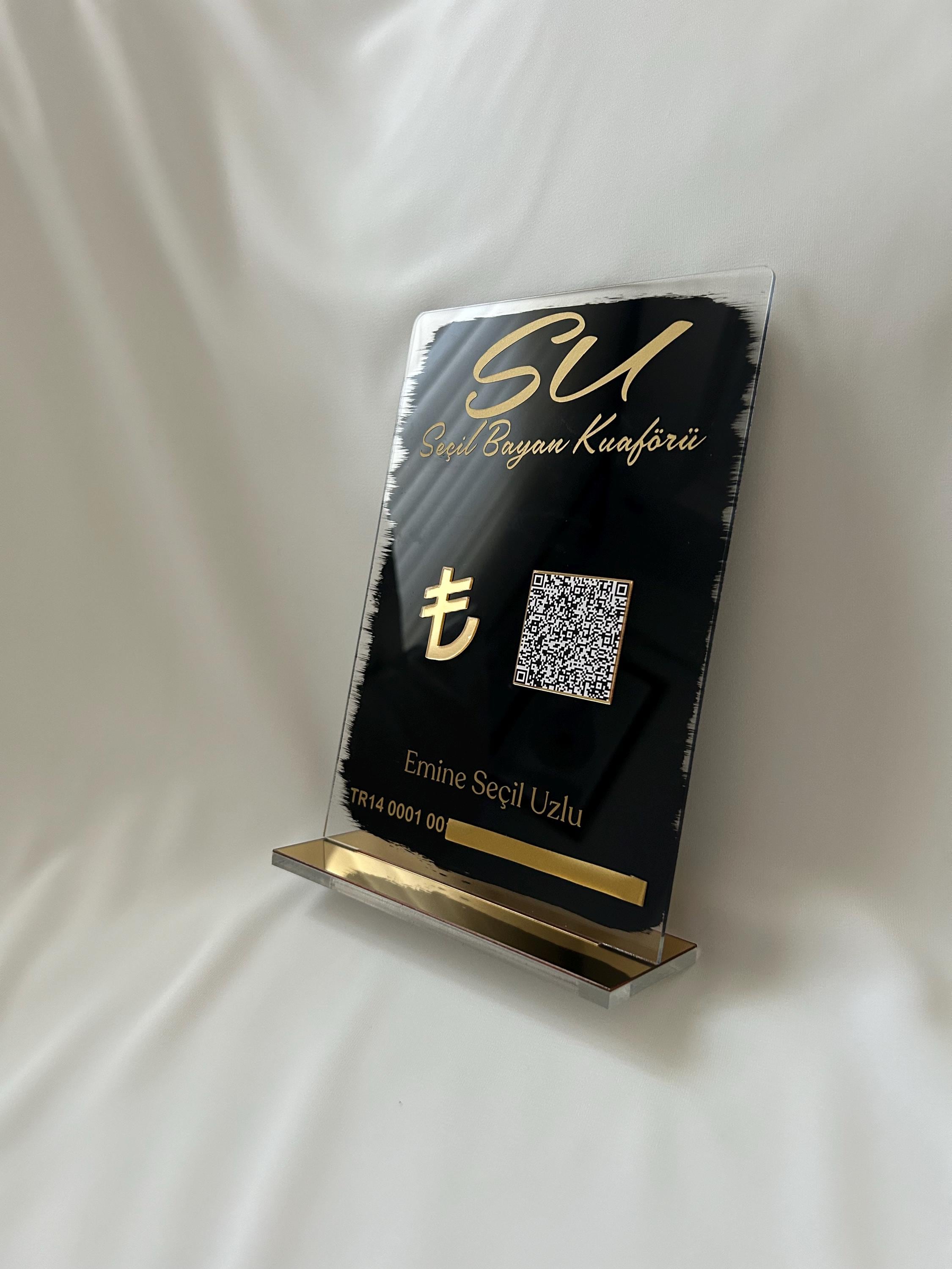 Custom Plexiglass QR Code Stand, Personalized Luxury Store Decor, Elegant Display for Business ...