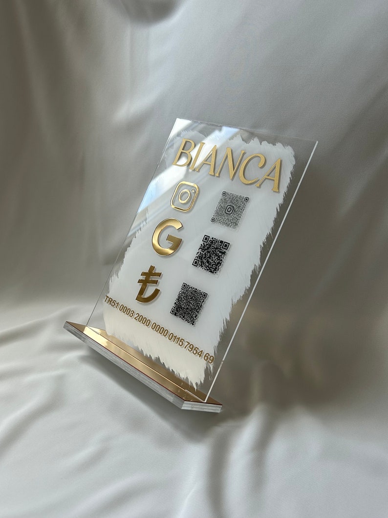Hand-painted Plexiglass Stand for Business, QR Code Sign for Instant ...