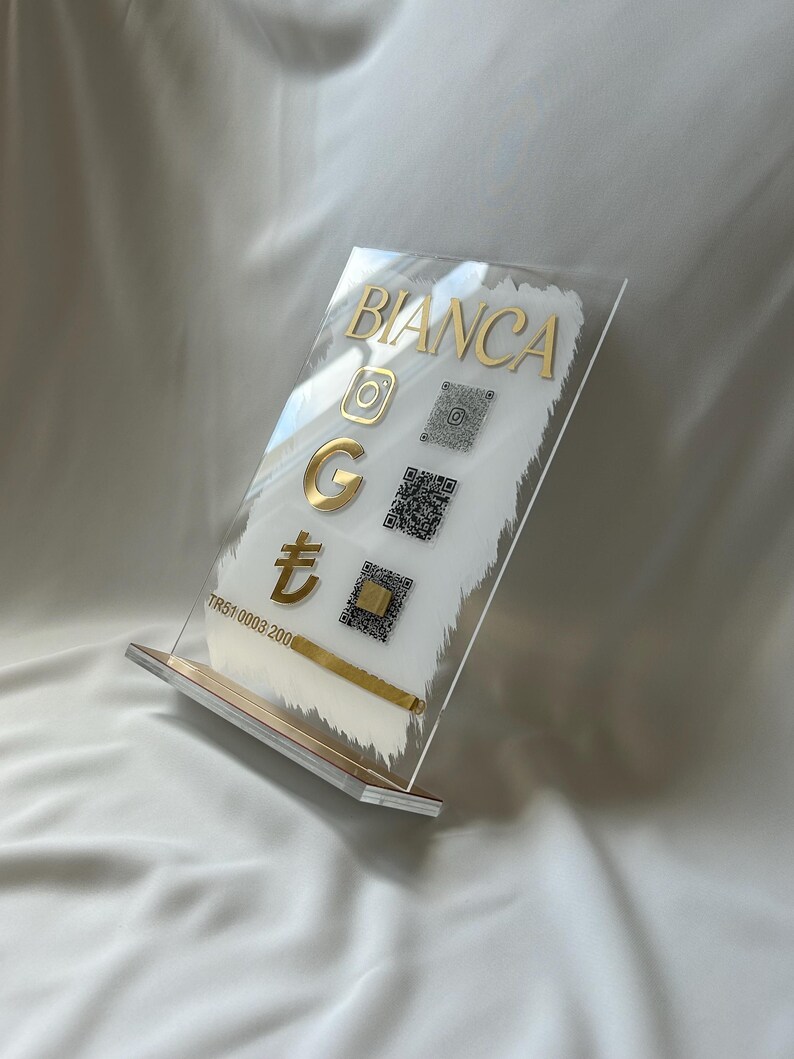 Hand-painted Custom Plexiglass QR Code Sign, 3 QR Code Stand for ...