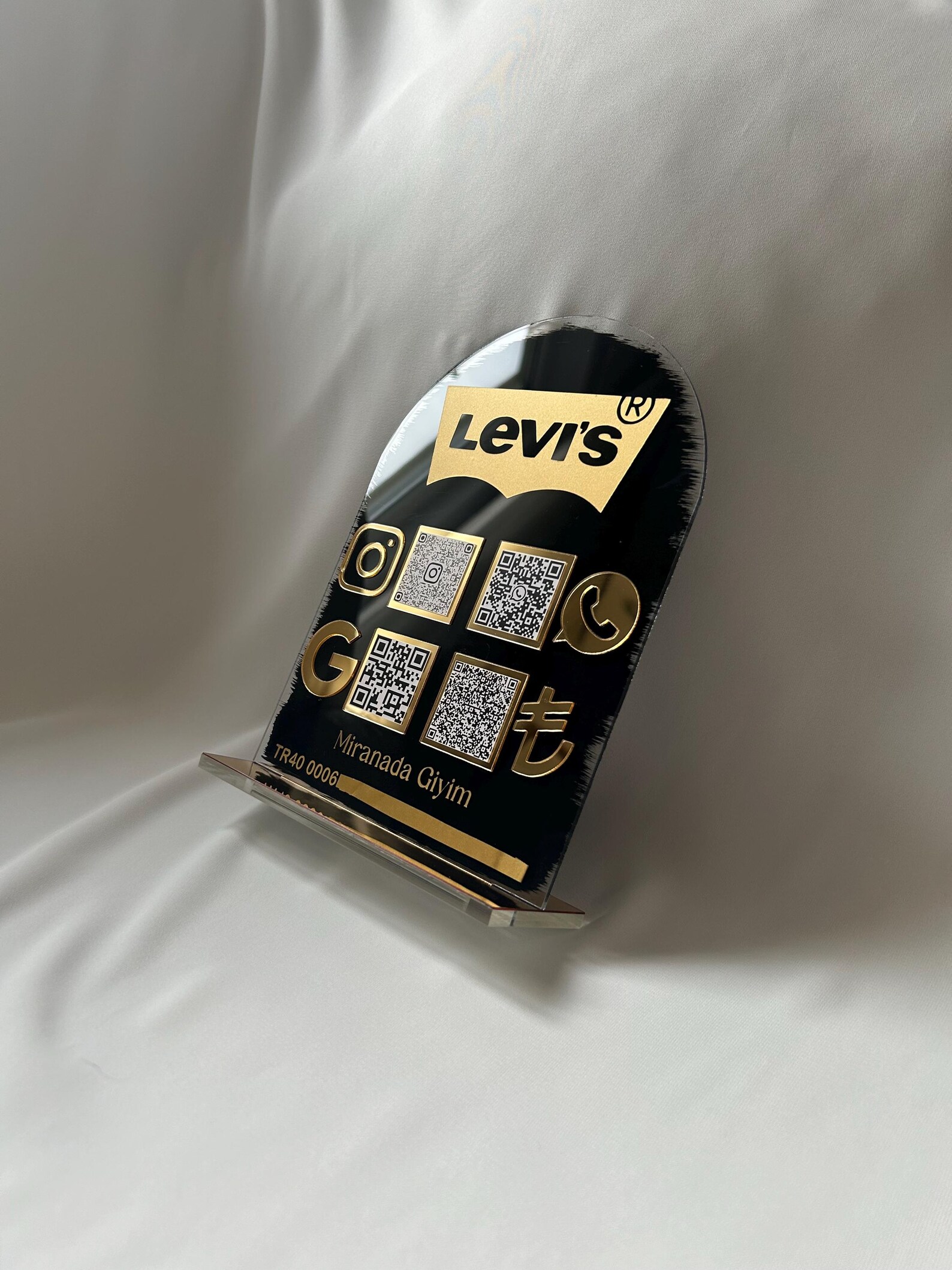 Oval Plexiglass QR Code Stand - Personalized Elegant Business Display ...
