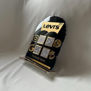 Oval Plexiglass QR Code Stand - Personalized Elegant Business Display, Custom Acrylic Sign With ...