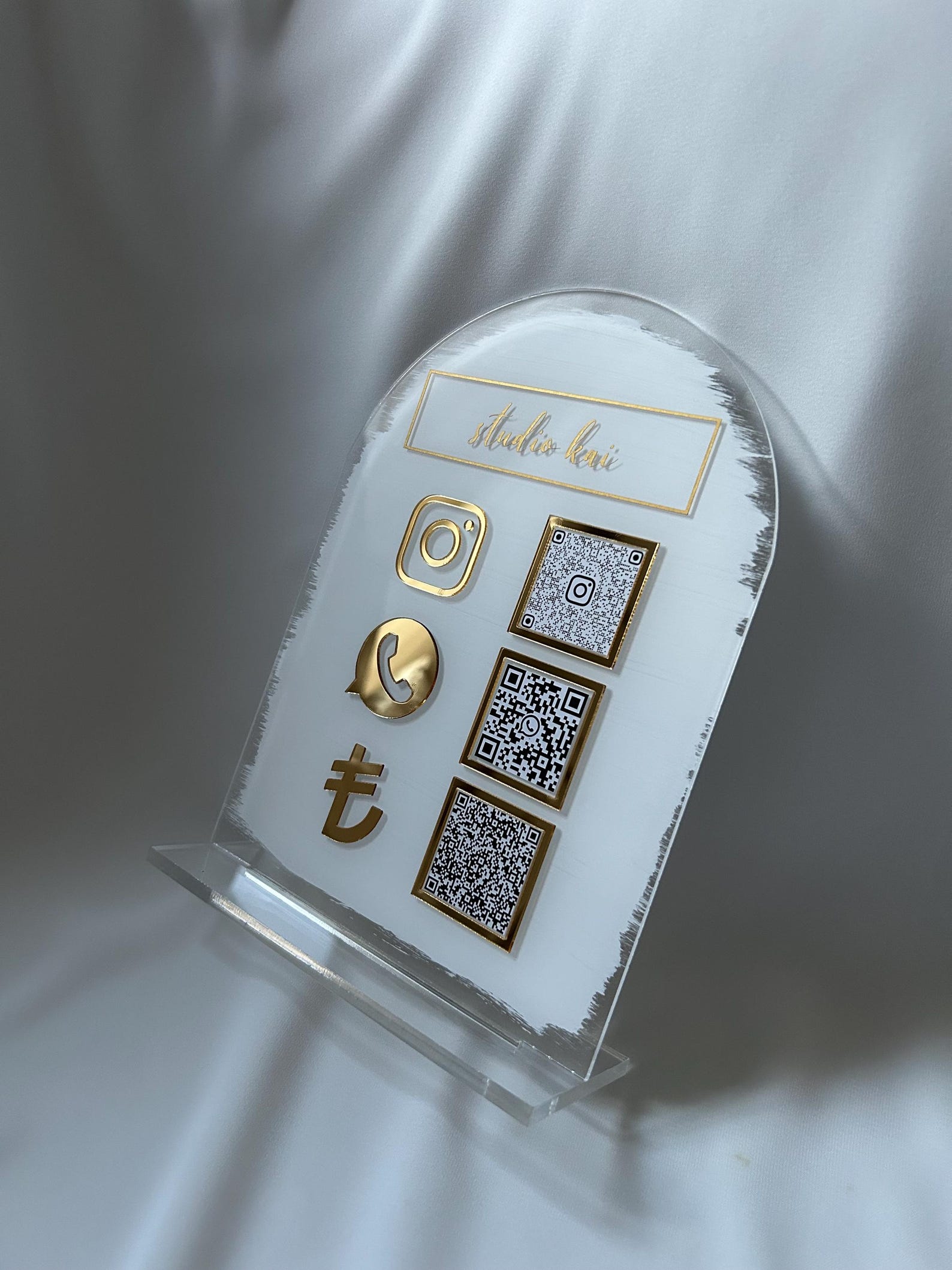 Oval Plexiglass QR Code Stand Personalized Elegant Business Display ...