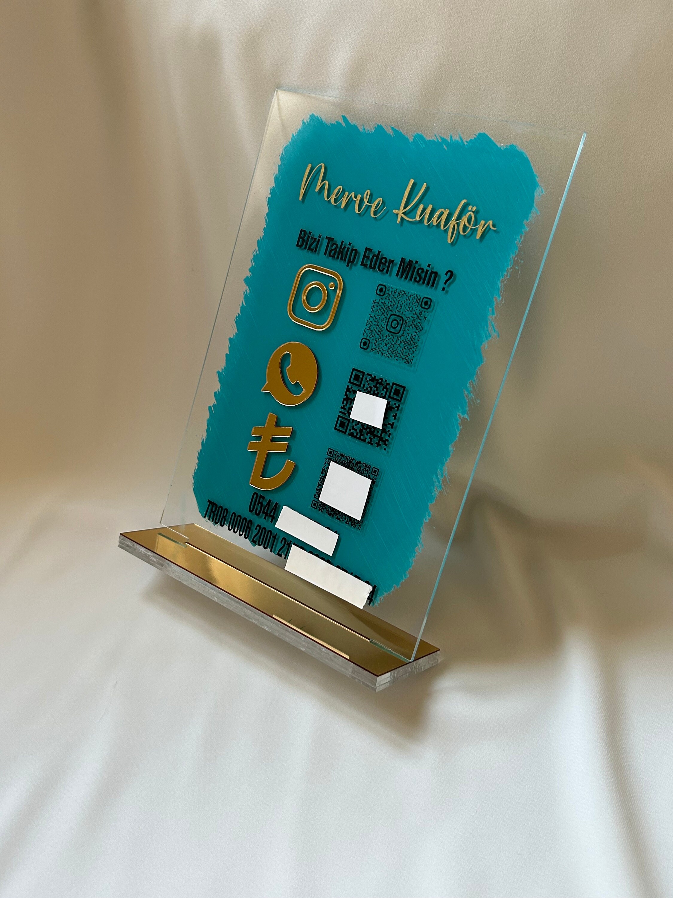Hand-painted Plexiglass Stand for Business, QR Code Sign for Instant ...