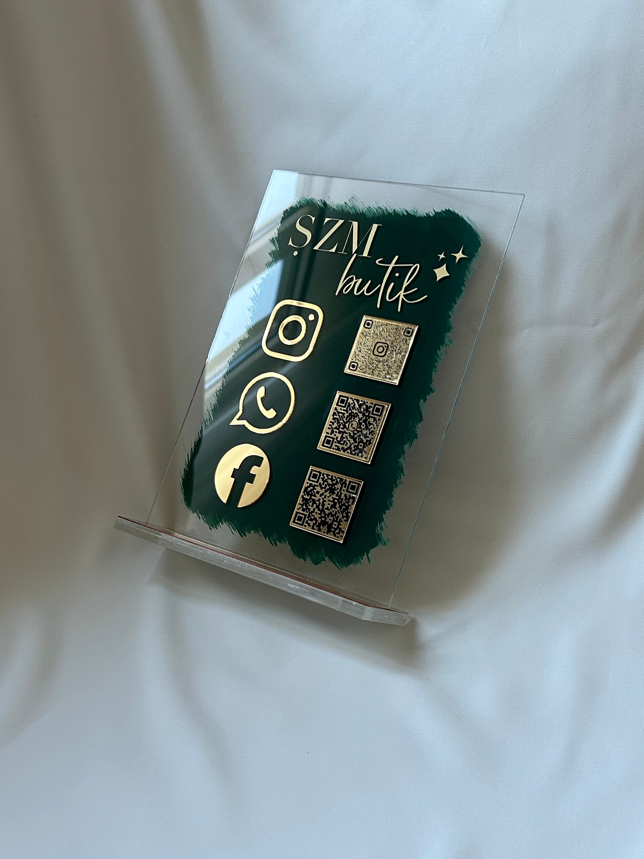 Hand-painted Plexiglass Stand for Business, QR Code Sign for Instant ...