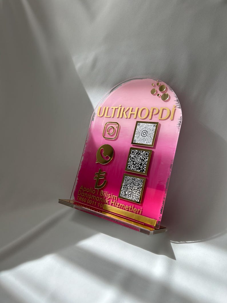 Oval Plexiglass QR Code Stand Personalized Elegant Business Display ...