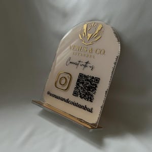 Oval Plexiglass QR Code Stand - Personalized Elegant Business Display ...