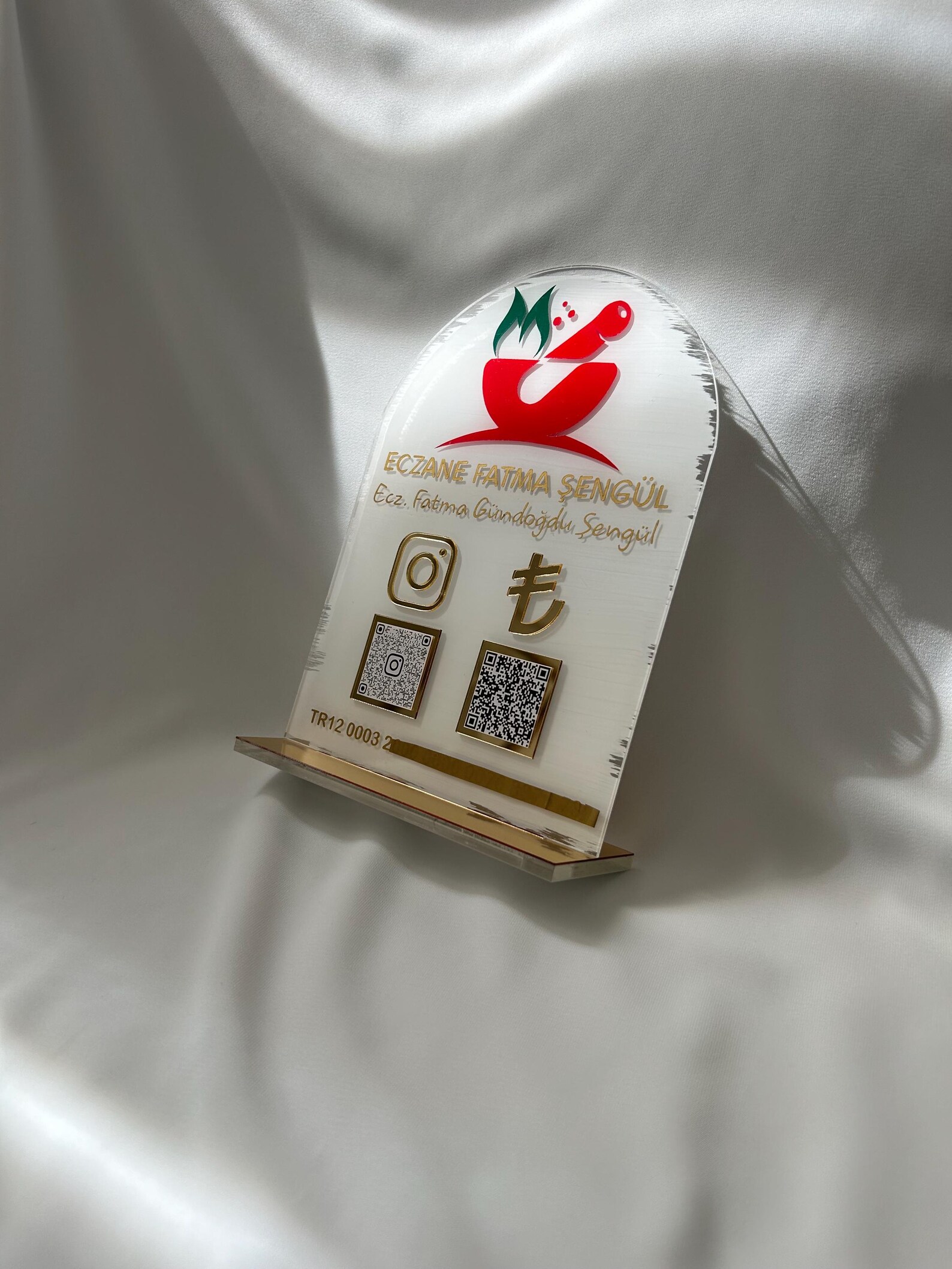 Oval Plexiglass QR Code Stand - Personalized Elegant Business Display ...