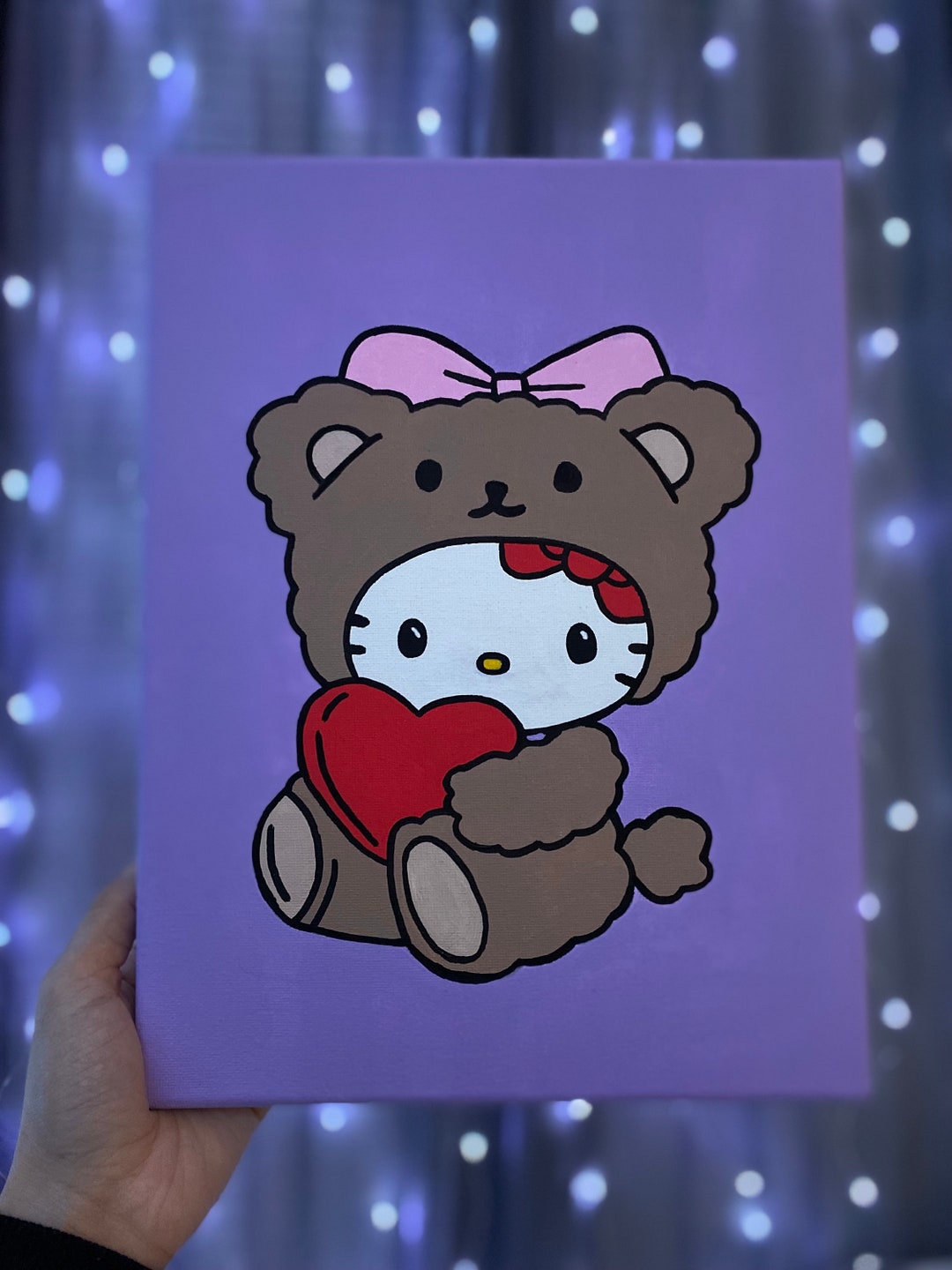 Hello Kitty Painting Acrylic Painting, Art, Canvas Painting - Etsy