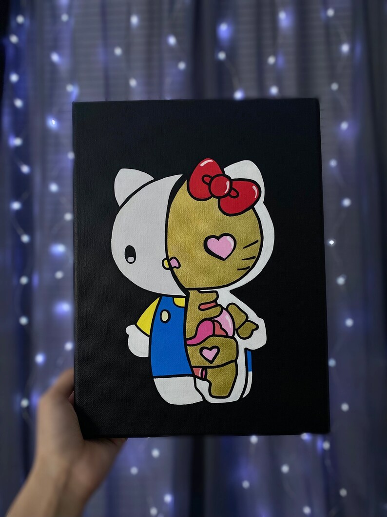 Hello Kitty Painting Acrylic Painting, Art, Canvas Painting - Etsy