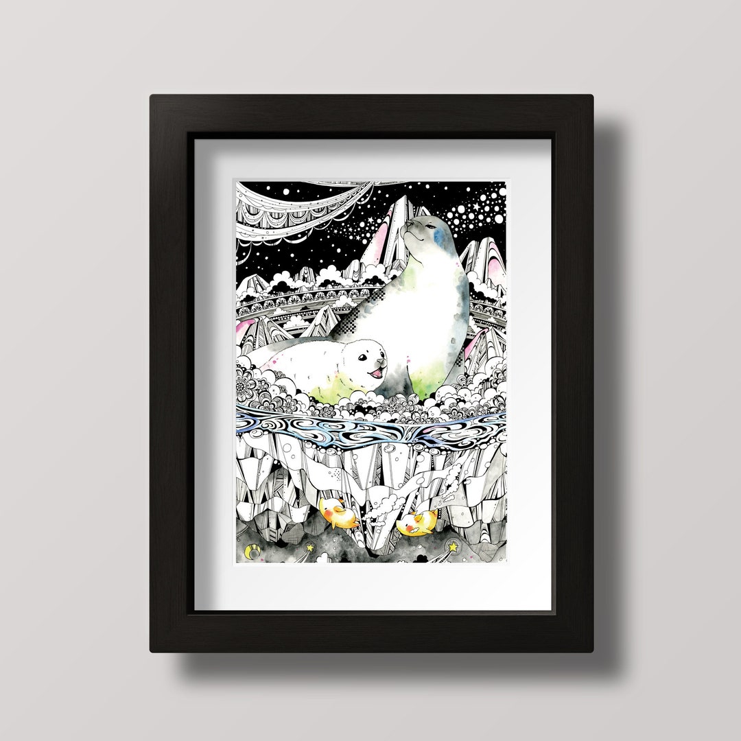 Sesame Seals Art Print: Whimsical Animal Illustration - Etsy
