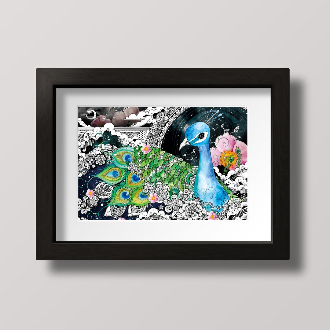 Peacock Poster Art Print, Animal Print, Room Decor, Wall Art ...