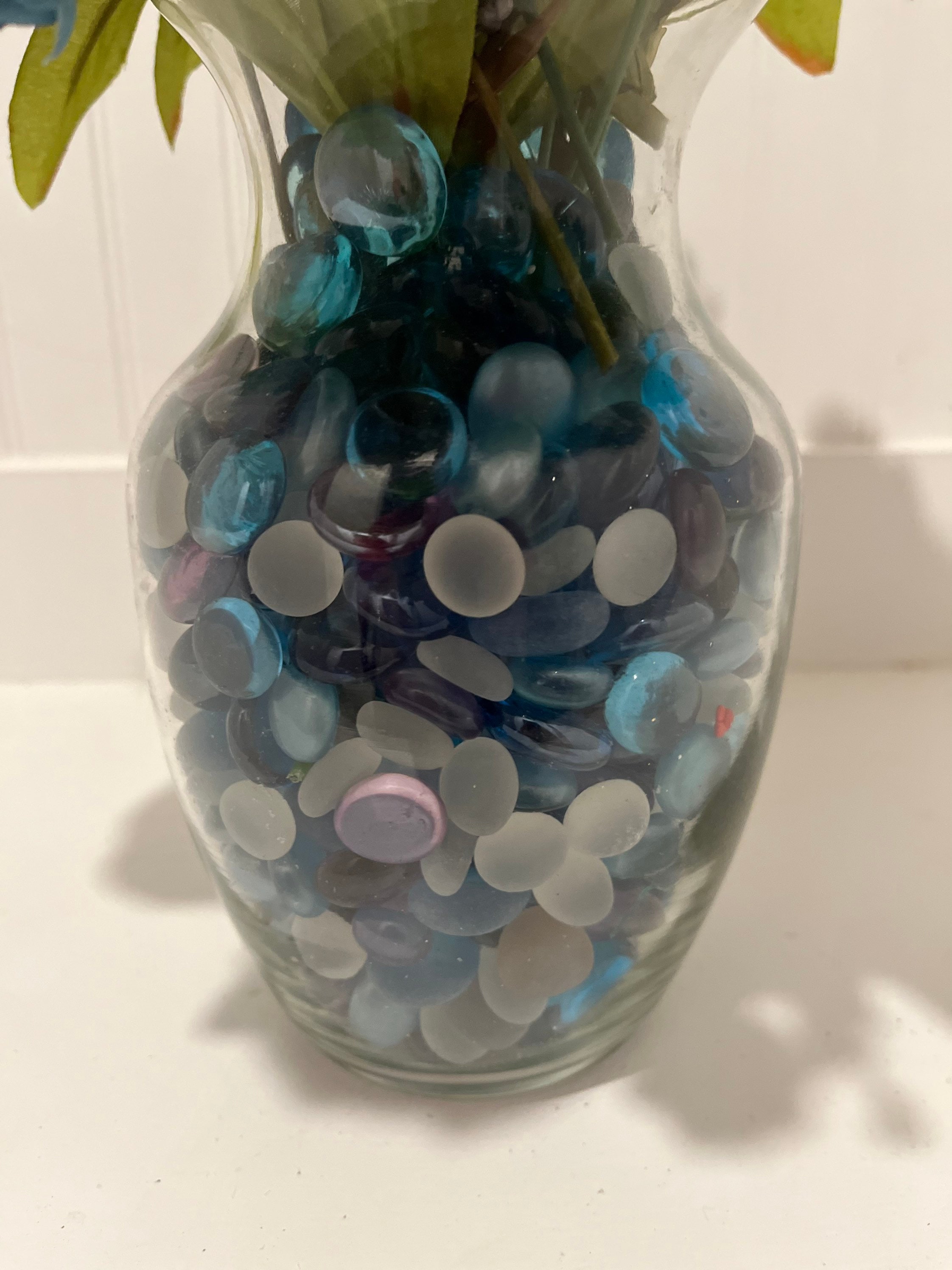 Beautiful Shades of Blue Flowers in a Clear Glass Vase, Filled With ...