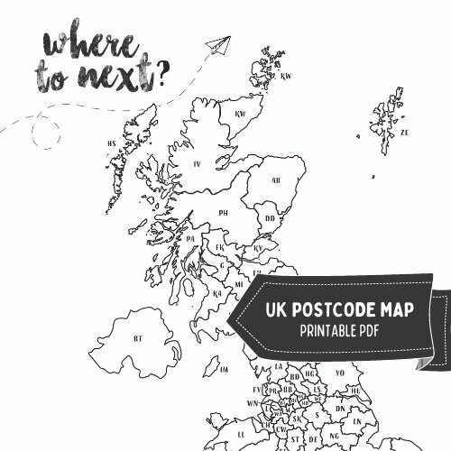 Where to Next UK Postcode Map Digital Printable PDF Small | Etsy UK