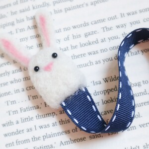 Woolly Bunny Bookmark - Needle Felt Felted Handmade Wool Rabbit Book ...