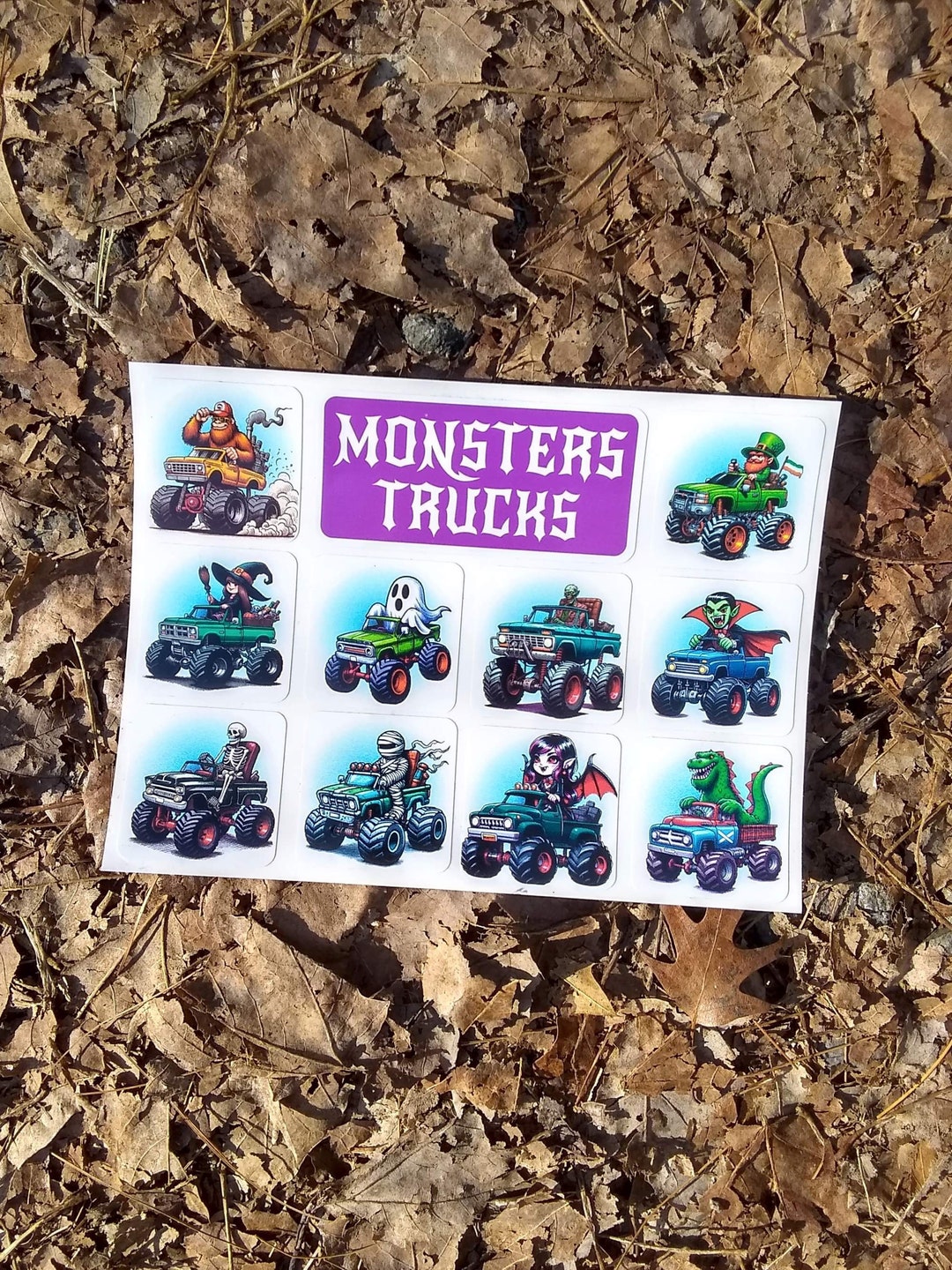 Monster Trucks Sticker Sheet of 10 Monsters Driving Trucks Sticker ...