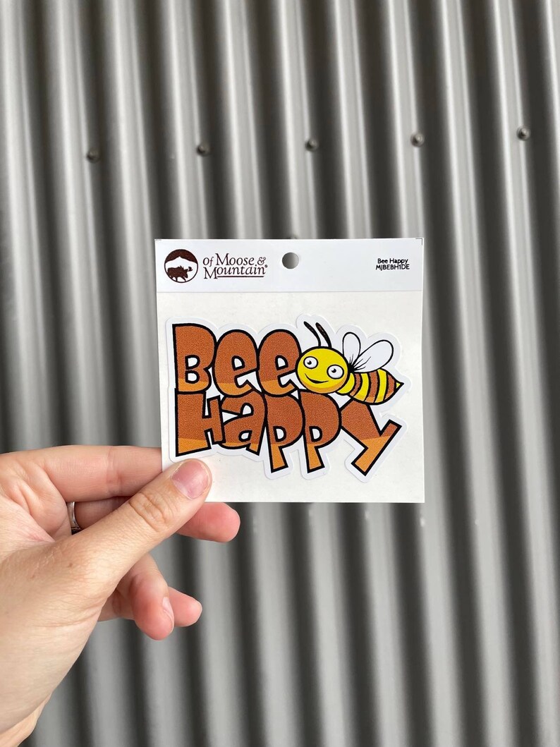 Bee Happy Cartoon Sticker/decal - Etsy