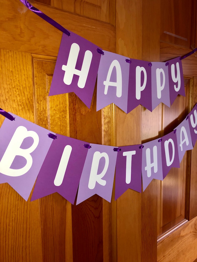 Purple Happy Birthday Banner - Birthday Decorations - Birthday Banner ...
