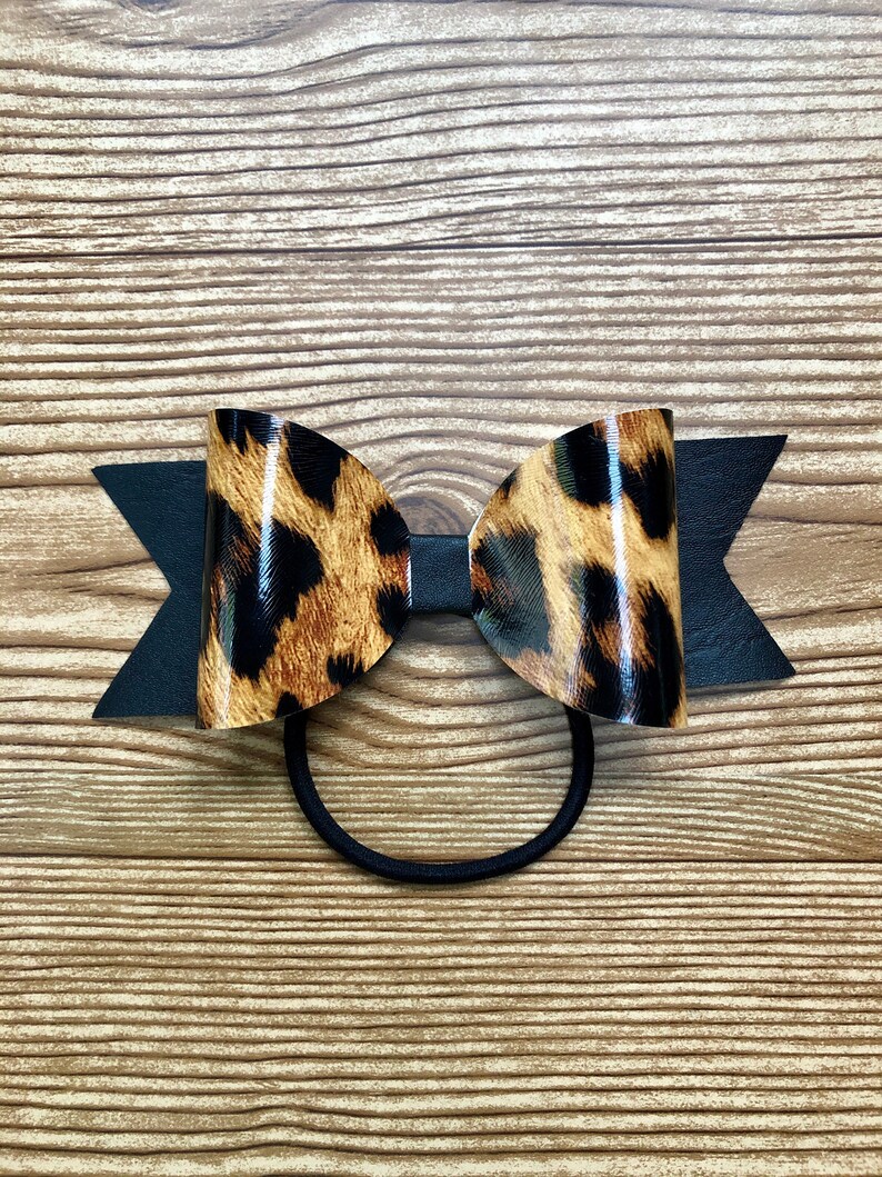6 Neutral and Leopard Print Faux Leather Bow Hair Clips | Etsy