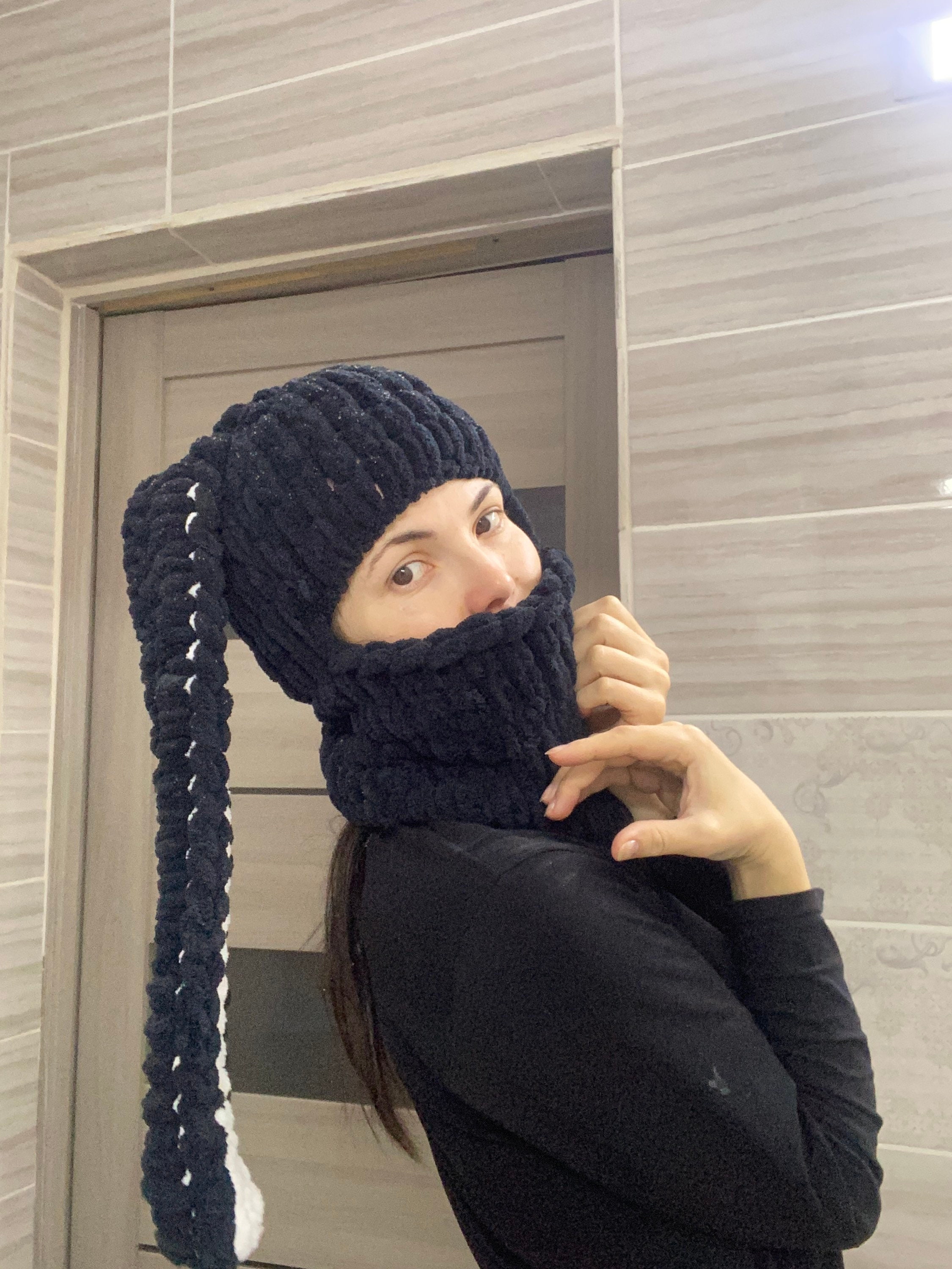 Balaclava Knitted, Warm Original Hand Knitted Winter Hat Balaclava, Hat ...