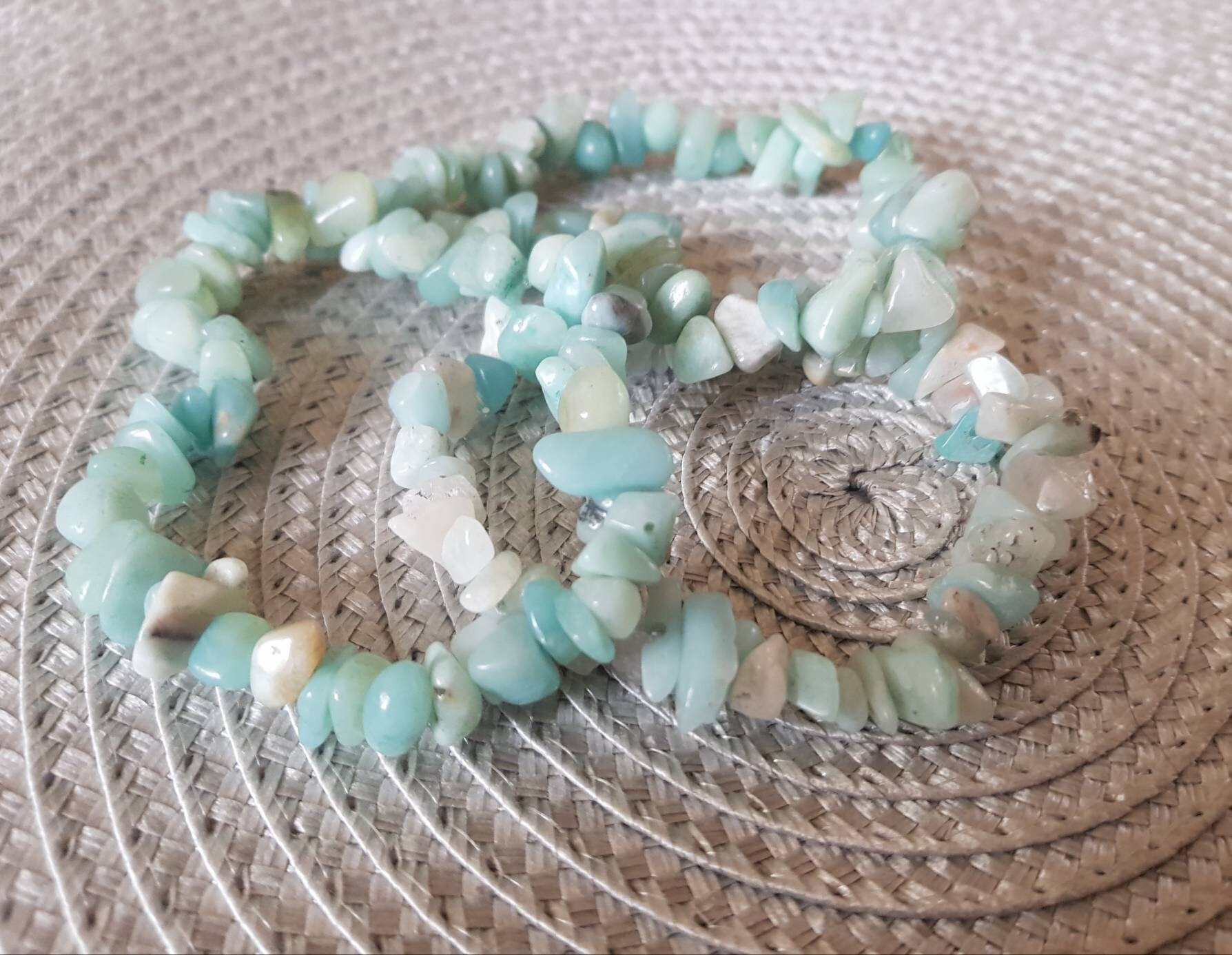 Pulsera de Amazonita / Pulsera de chip de piedra preciosa / | Etsy