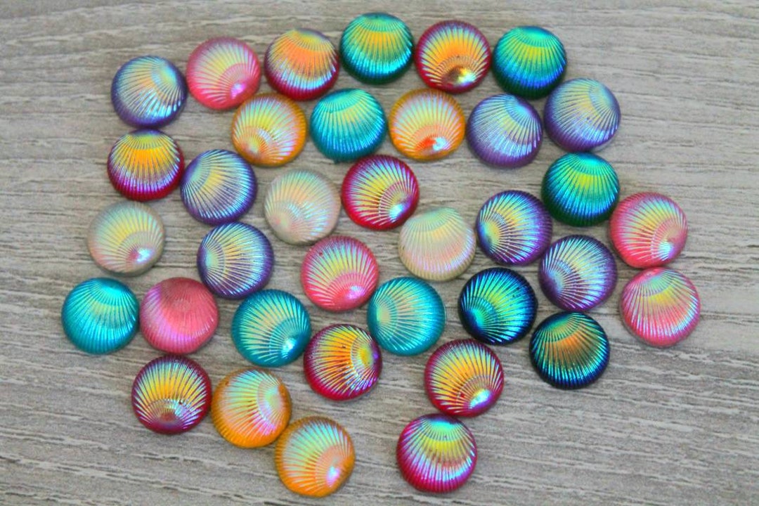 Sea Shell Cabochons / AB Shell Flat Back Cabochons / Merdmaid / Shell ...