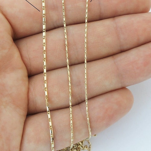 14K Solid Yellow Gold Lumina Chain Gold Necklace 0.8mm 0.9mm - Etsy