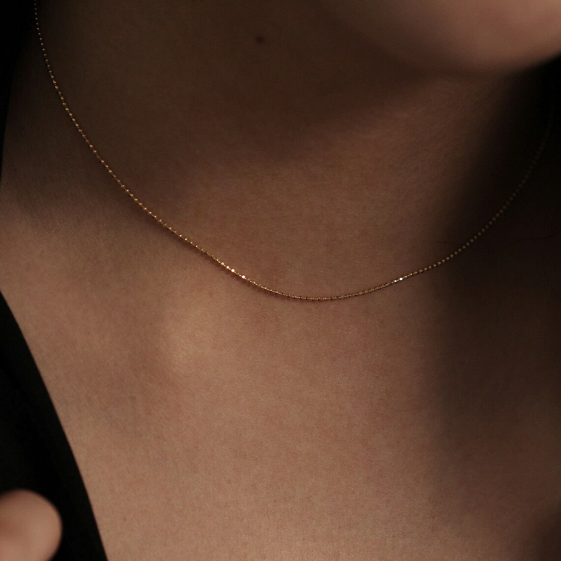 14K 1mm Round Diamond Cut Solid Gold Bead Ball Chain - Etsy