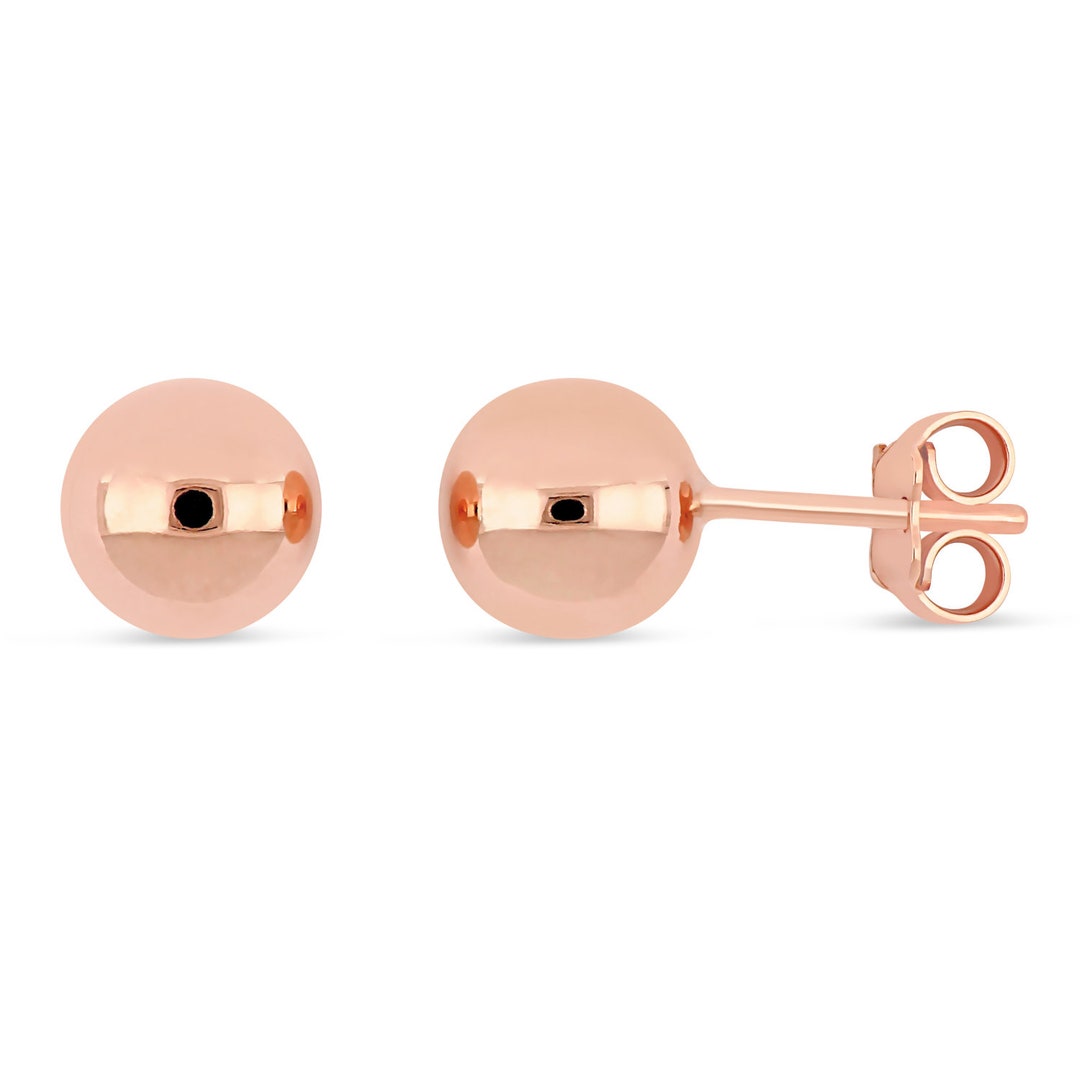 14K White Gold Round Ball Push Back Studs, White Gold Ball Studs, Gold ...
