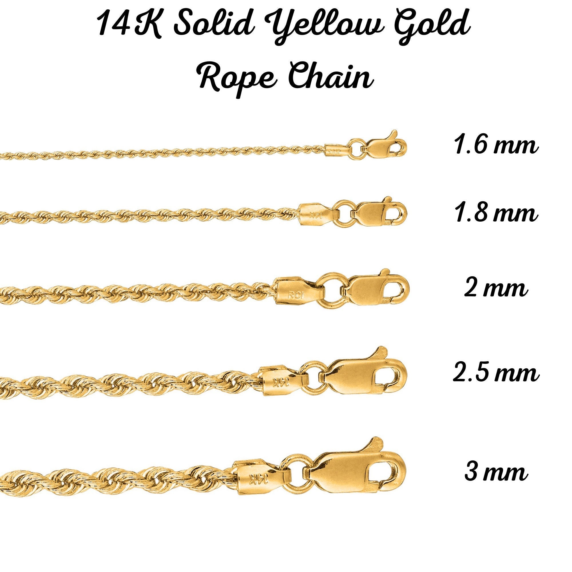 14K Solid Gold Rope Chain Gold Rope Chain Necklace 14K Gold - Etsy