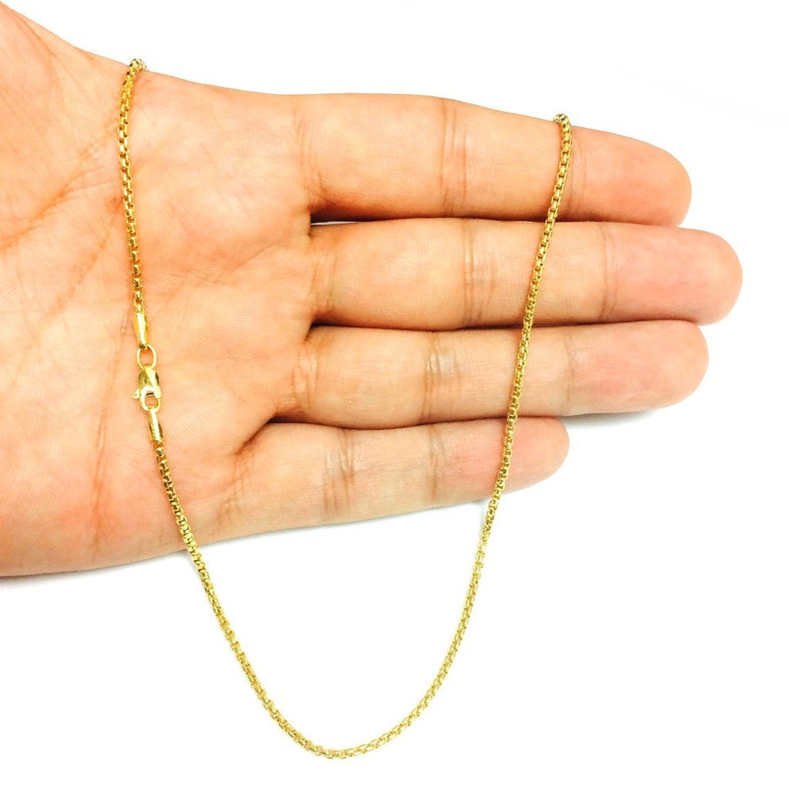14K Solid Gold Box Chain Yellow or White Gold Round Box - Etsy
