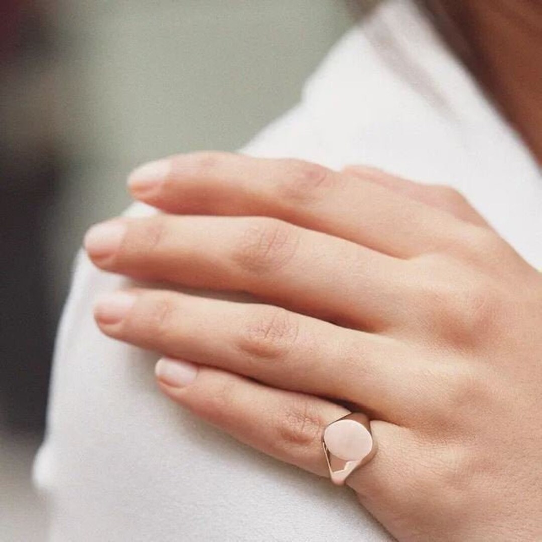 14K Rose Gold Engraved Signet Ring / Monogram Ring / Handmade Signet ...