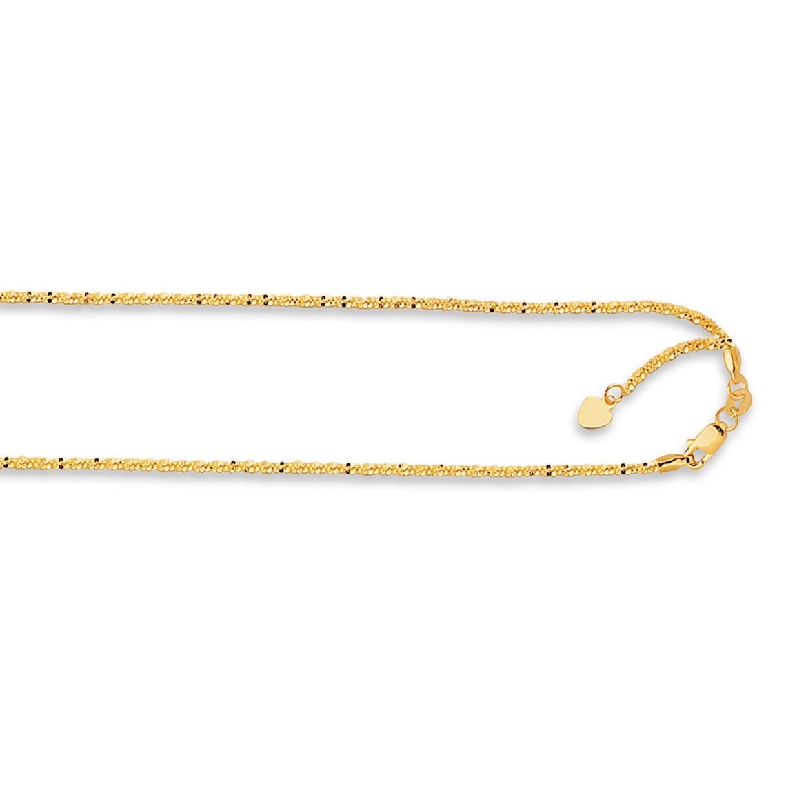 14K Solid Yellow Gold Sparkle Chain 1mm Adjustable Necklace - Etsy