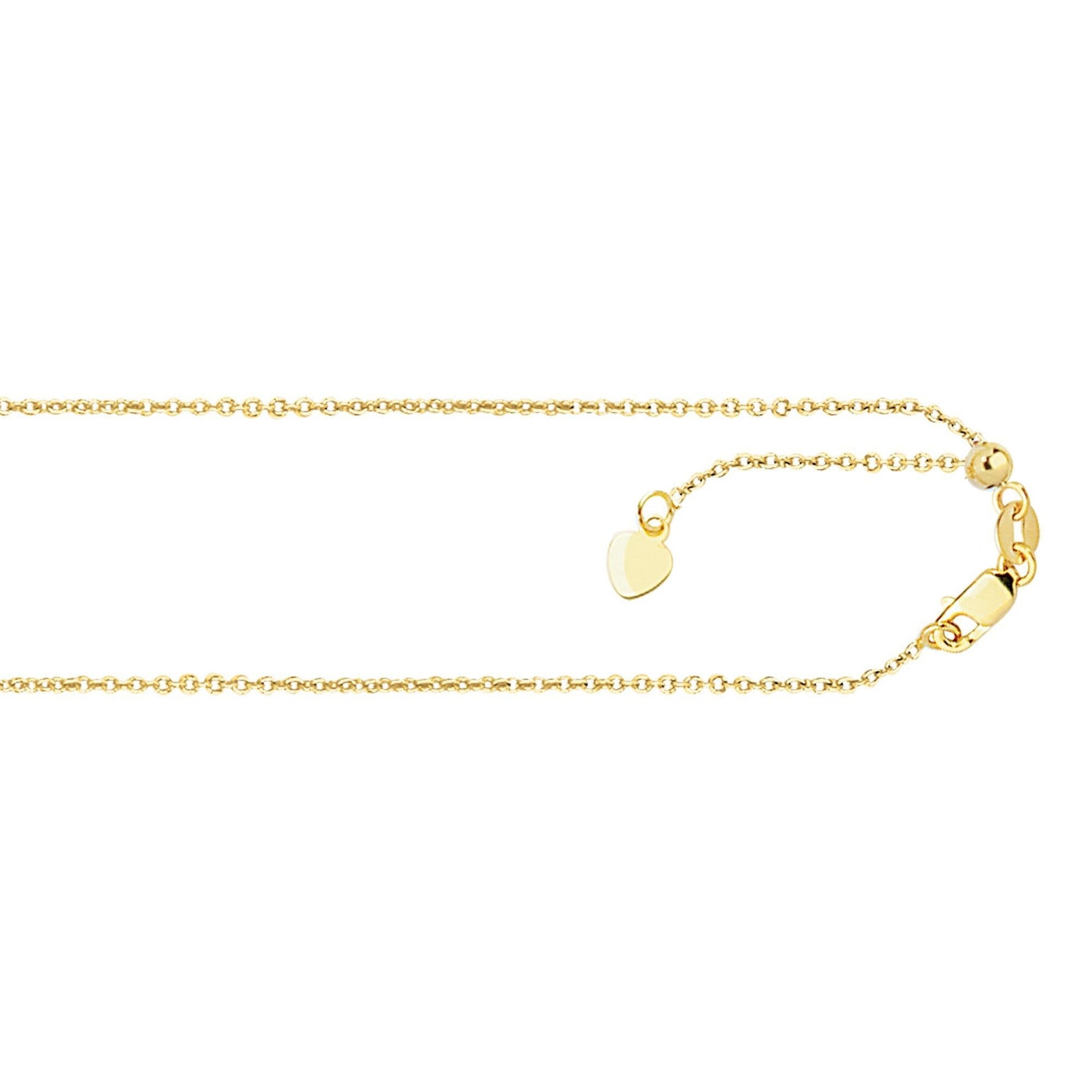 14K Solid Yellow Gold Cable Chain 1mm Adjustable Necklace - Etsy