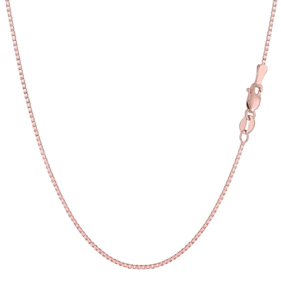 14K Solid Rose Gold Box Link Chain / Necklace 0.6mm Thin Dainty High ...