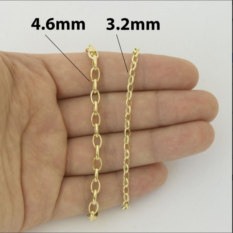 14K Gold Oval Link Chain Rolo Style Necklace 3.2mm Link - Etsy