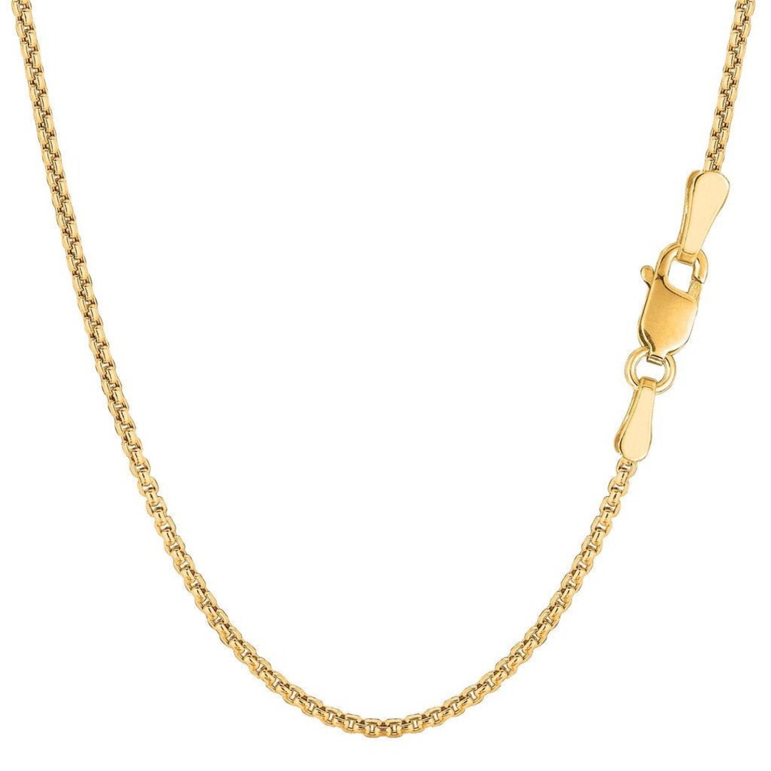 14K Yellow Gold or White Gold, Round Box Link Necklace, Pendant Chain ...