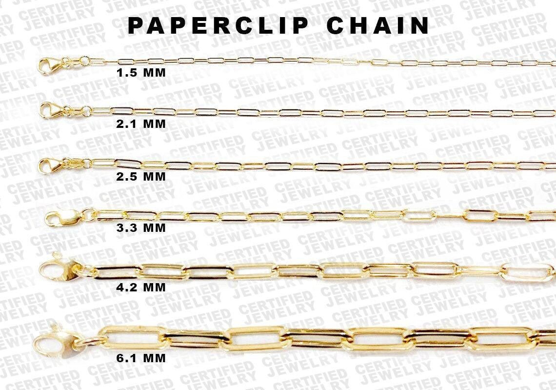 14K Solid Gold Paperclip Necklace 2.5mmadjustable Necklace - Etsy