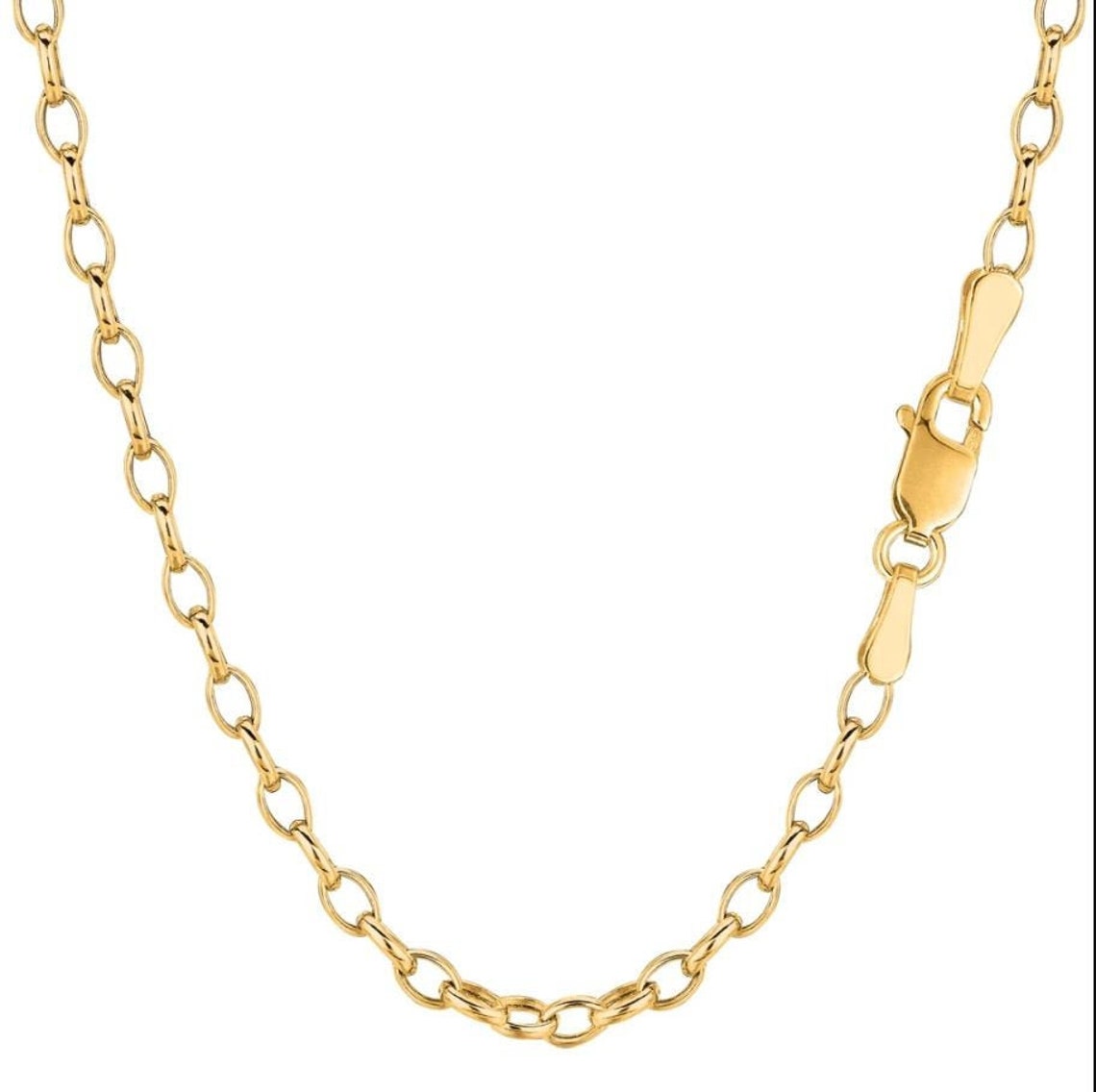 14K Gold Oval Link Chain Rolo Style Necklace 3.2mm Link - Etsy