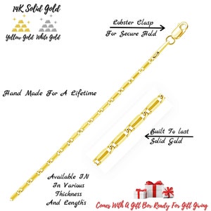 14K Solid Yellow Gold Lumina Chain Gold Necklace, 0.8mm 0.9mm 1mm 1.5mm ...