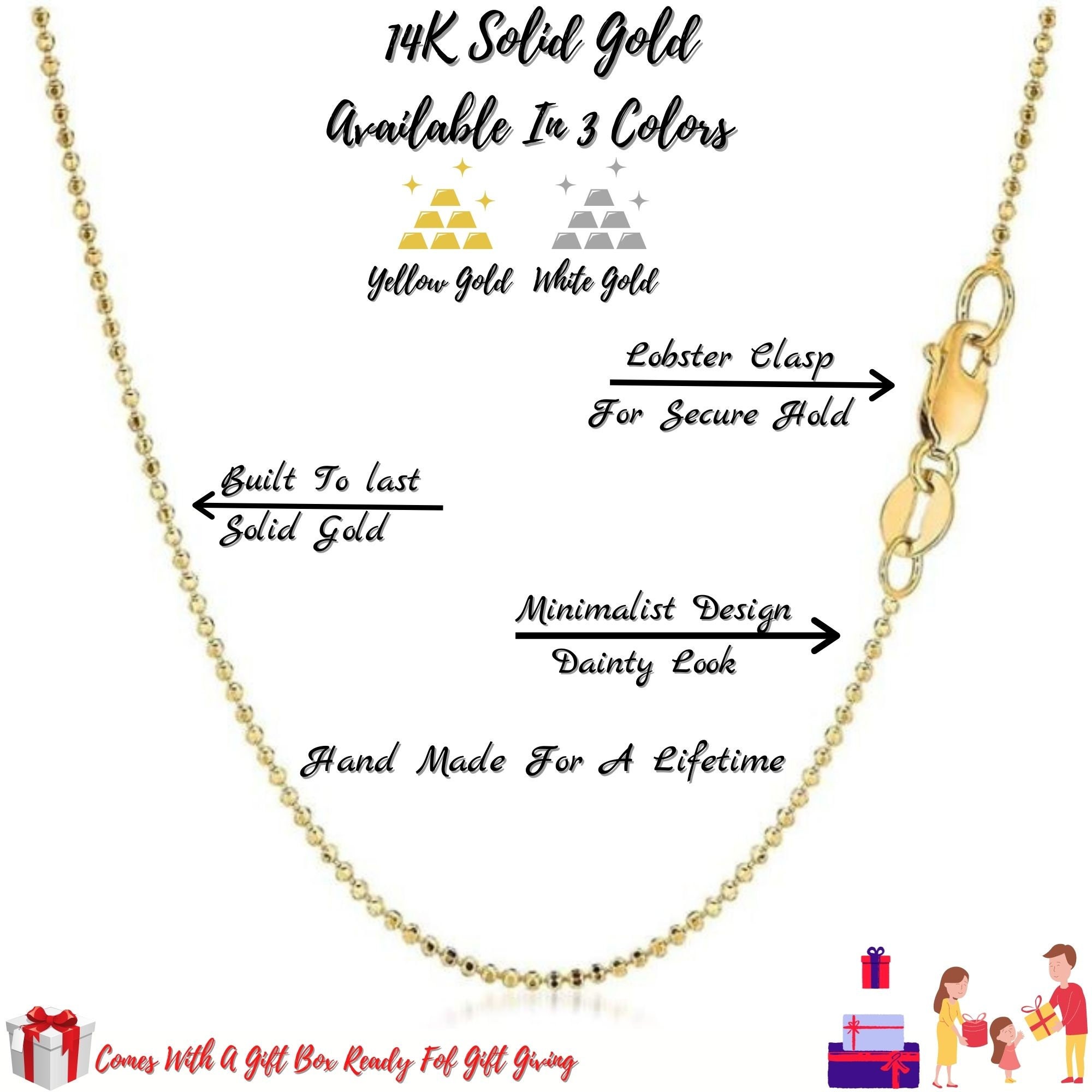 14K 1mm Round Diamond Cut Solid Gold Bead Ball Chain - Etsy