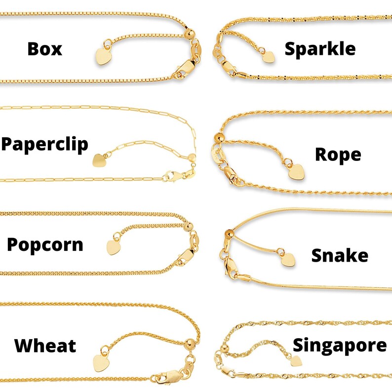 14K Solid Yellow Gold Sparkle Chain 1mm Adjustable Necklace - Etsy