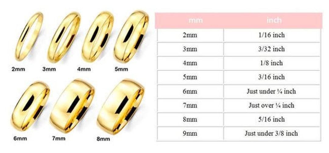 14K Yellow Gold 3mm 4mm 5mm 6mm 7mm Wide Men's and Women's Wedding Band ...