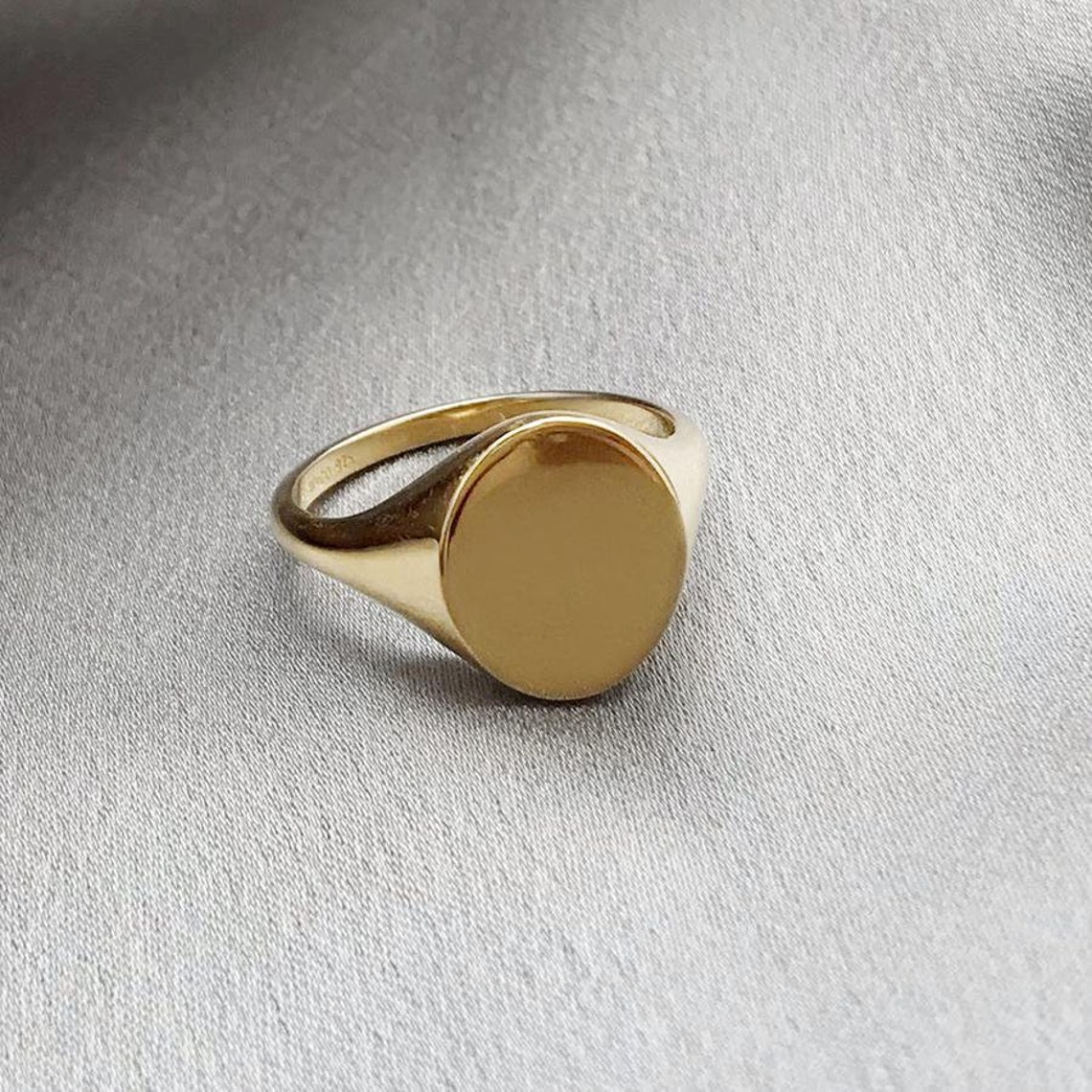 14K Rose Gold Engraved Signet Ring / Monogram Ring / Handmade - Etsy