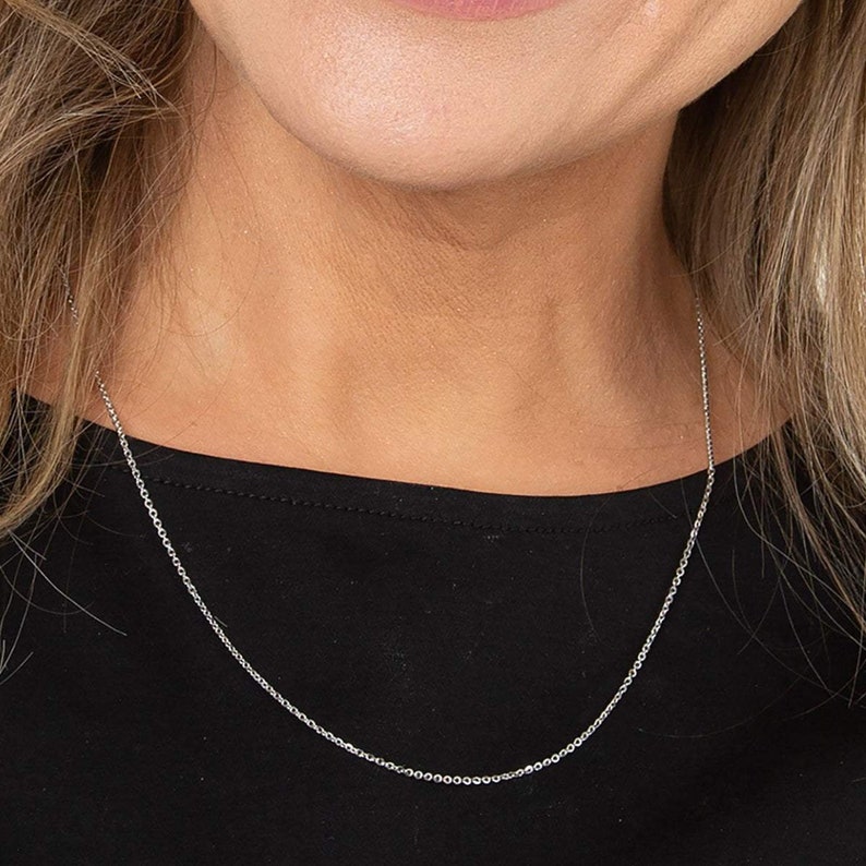 14K Solid White Gold Cable Link Chain / Necklace 0.9mm Thin - Etsy