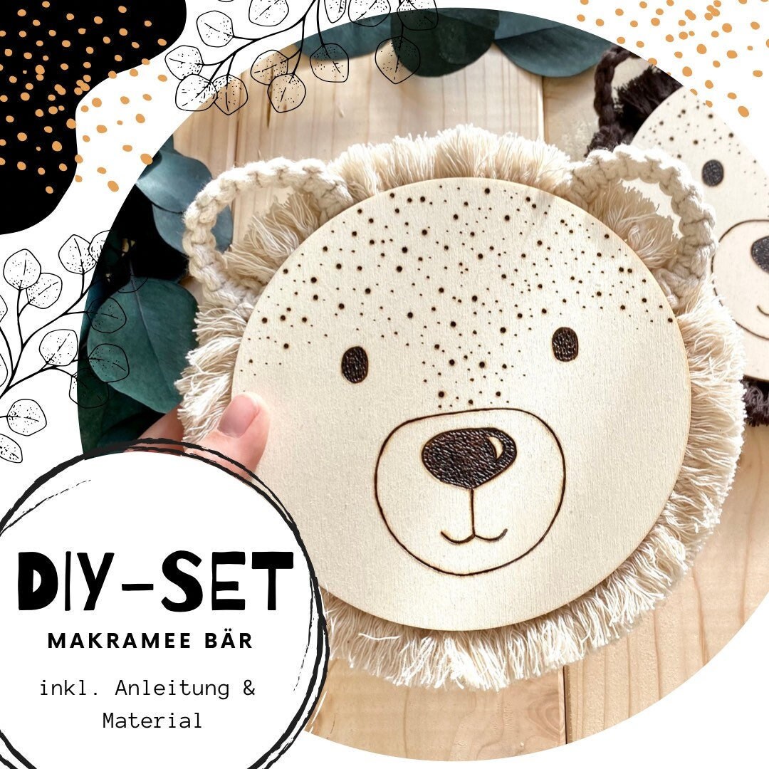 DIY Set Macrame Children's Room Bear Bear Decoration to Craft Yourself ...