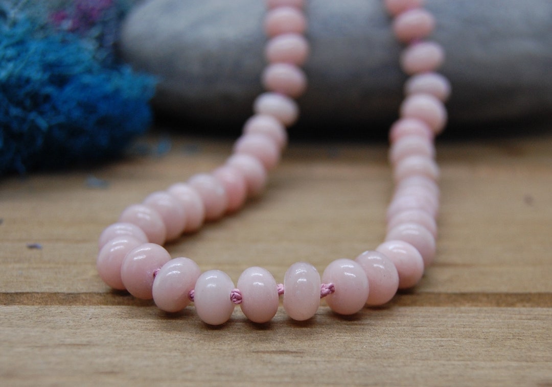 8mm Pink Opal Candy Necklace--pink Silk - Etsy