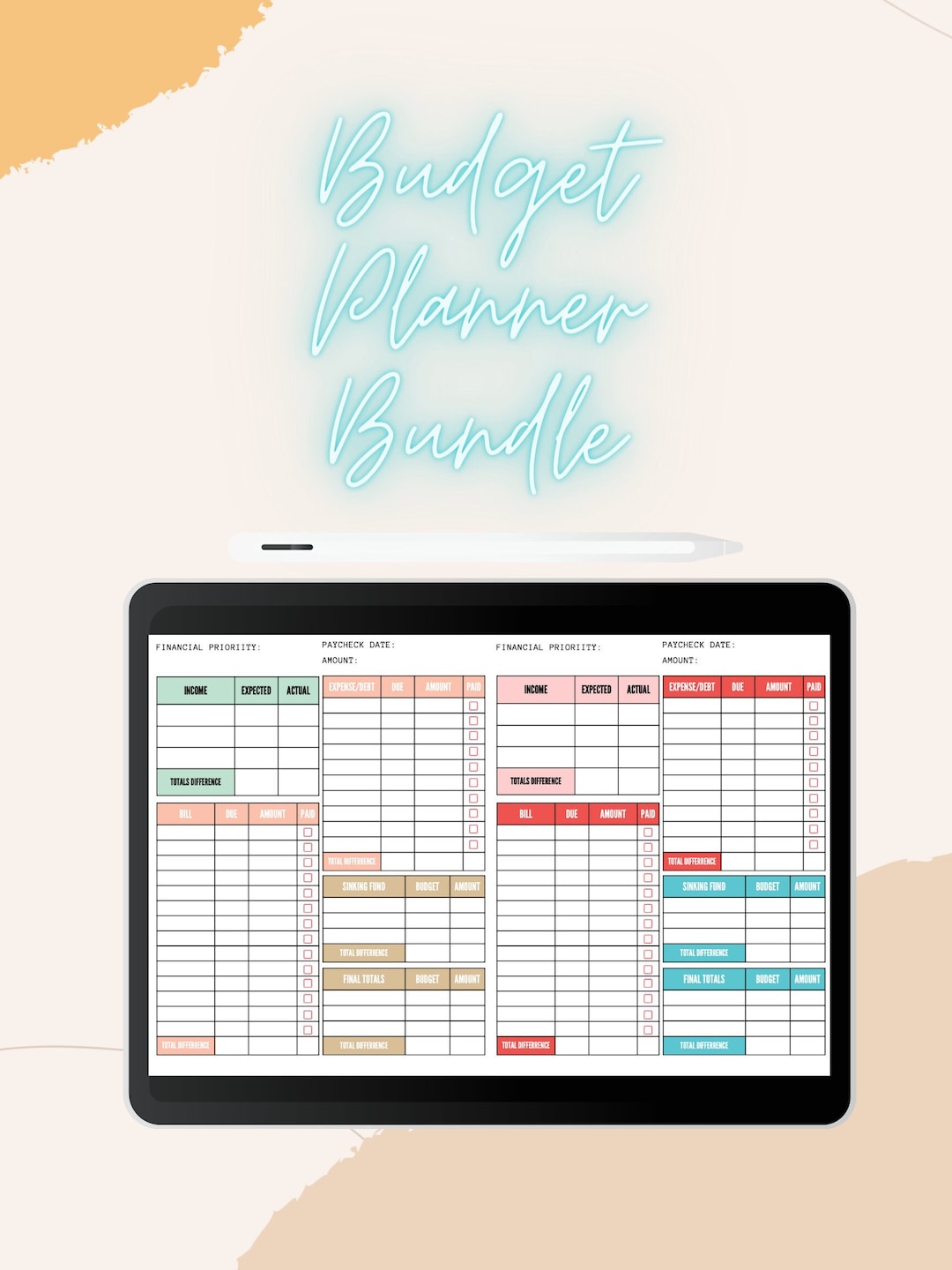 Digital Budget Planner, Finance Tracker, Saving Challenge, Debt Planner ...
