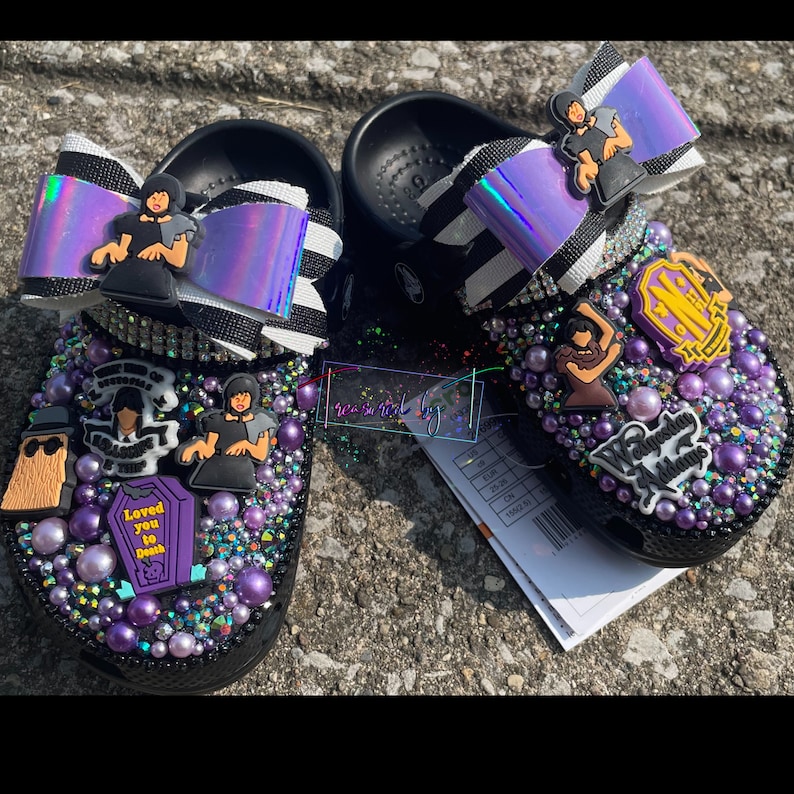 Wednesday Themed Bling Crocs - Etsy