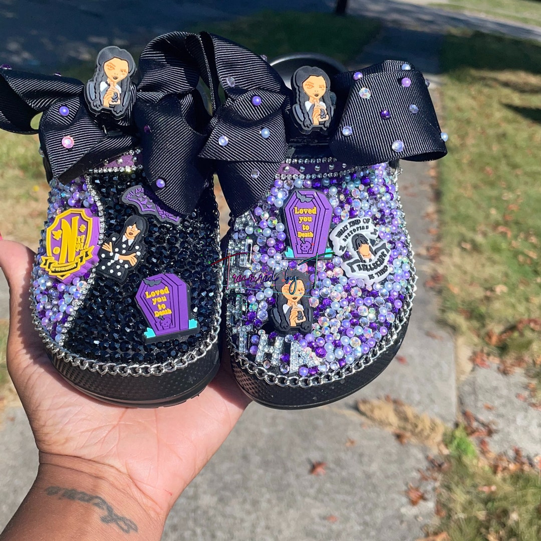 Wednesday Themed Bling Crocs - Etsy