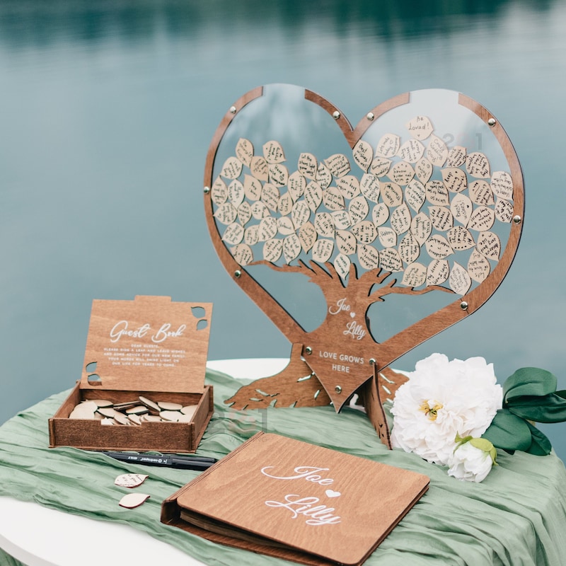 Wood Heart Guestbook - Etsy